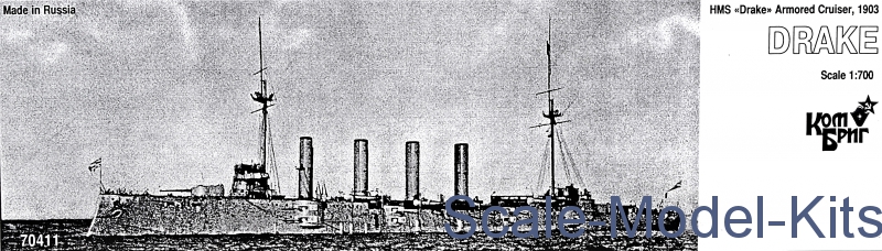 HMS Drake Armored Cruiser, 1903-Combrig plastic scale model kit in 1: ...