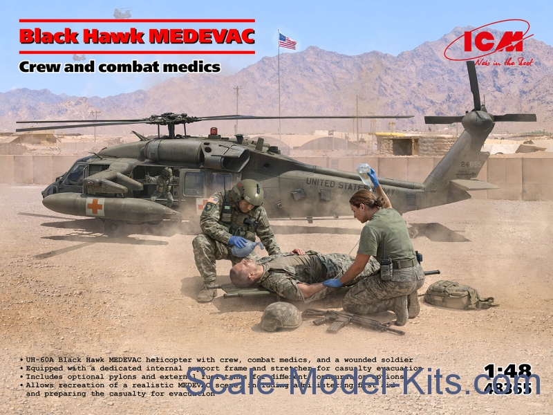 Black Hawk MEDEVAC with Crew and combat medics-ICM plastic scale model ...