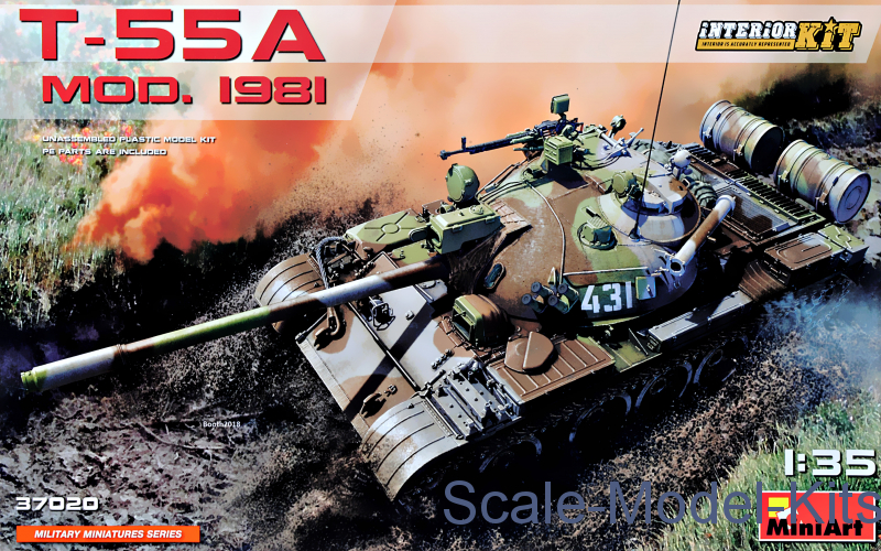 MiniArt - Russian Medium Tank T-55A mod. 1981 - plastic scale model kit in 1:35 scale (MA37020 ...
