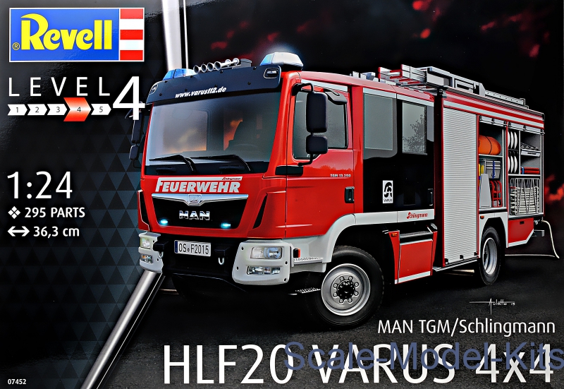 Revell - MAN TGM/Schlingmann HLF 20 Varus 4x4 - plastic scale model kit in 1:24 scale (RV07452 ...